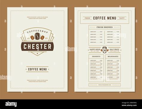 Coffee Menu Design Brochure Template Coffee Shop Logo With Vintage