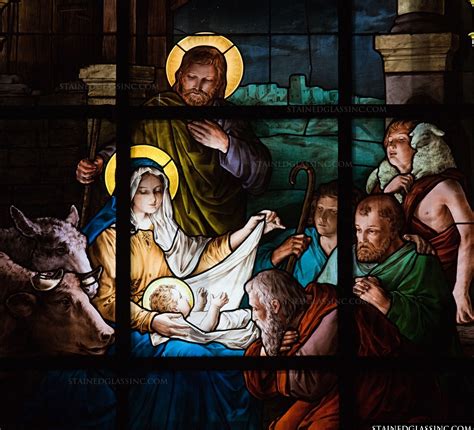 Nativity Religious Stained Glass Window