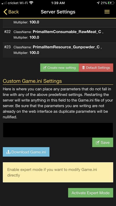 nitrado custom server i need help why cant i paste a i template here it won t save