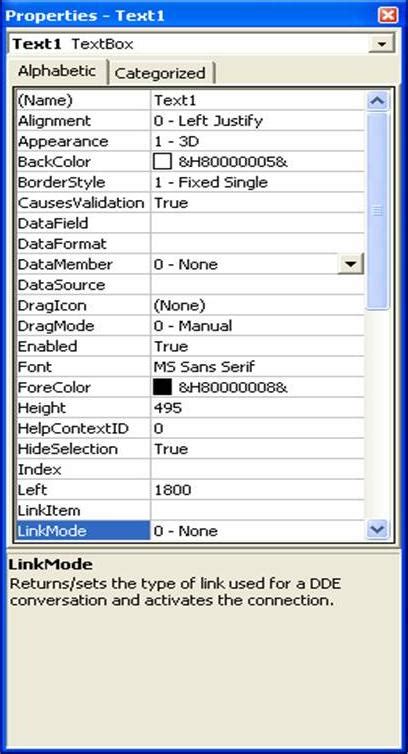 TextBox Control Properties Of Visual Basic 6 0