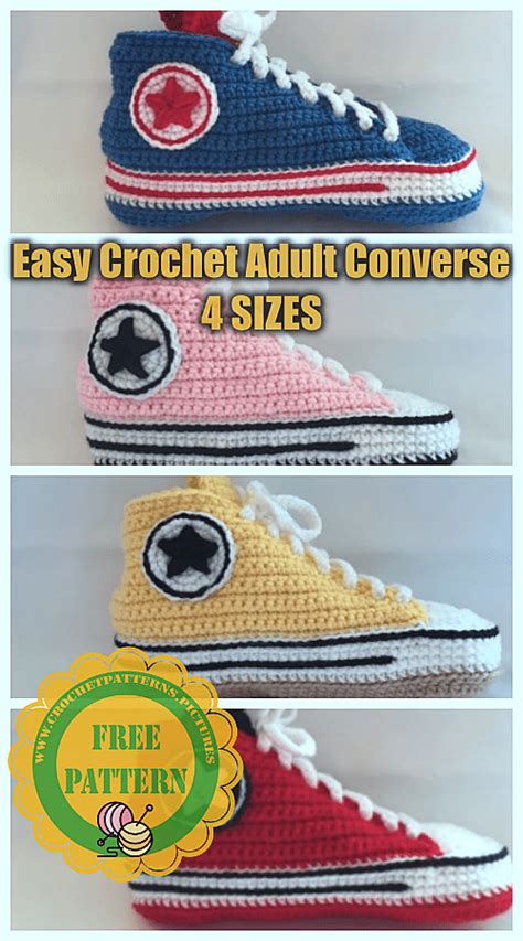 Crochet Converse For Adults Free Tutorial Video Crochet Converse