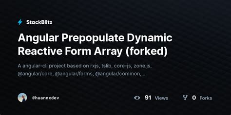 Angular Prepopulate Dynamic Reactive Form Array Forked Stackblitz
