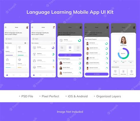 Premium Psd Language Learning Mobile App Ui Kit