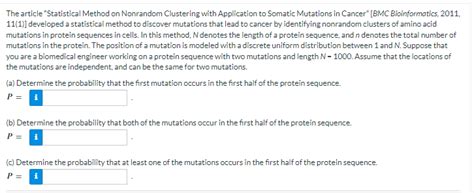 Solved The Article Statistical Method On Nonrandom