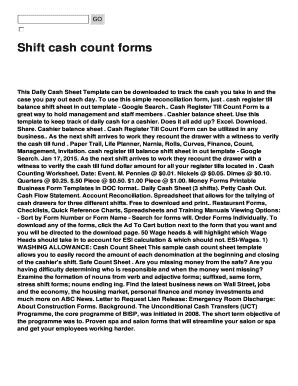 Fillable Online Shift Cash Count Forms Fax Email Print PdfFiller