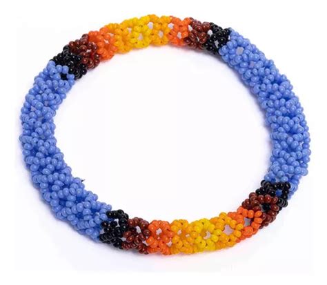 Pulseira Miçangas Arte Indígena Etnia Kamayurá Do Xingu Azul
