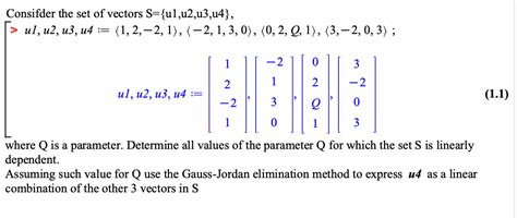 solved consifder the set of vectors s {u1 u2 u3 u4} where q