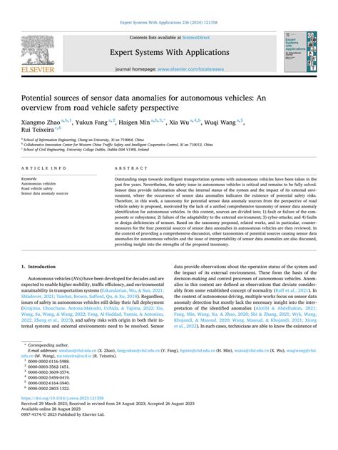 Pdf Potential Sources Of Sensor Data Anomalies For Autonomous Vehicles An Overview From Road