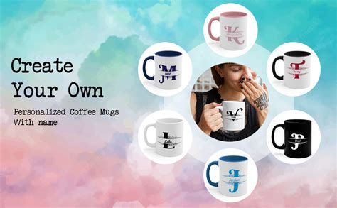 Initial Coffee Mug With Name Personalized For Women For Men