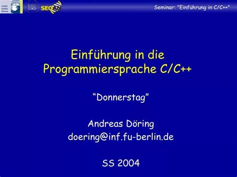 Ppt Einführung In Die Programmiersprache Cc Powerpoint