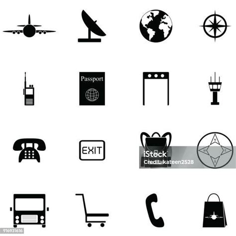 공항 아이콘 세트 공항에 대한 스톡 벡터 아트 및 기타 이미지 공항 날기 대기 Istock