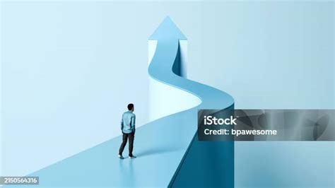 앞과 위로 성공의 길 화살 위를 걷는 남자 경력 성장과 성공 3d 렌더링 여행 개념에 대한 스톡 사진 및 기타 이미지 여행