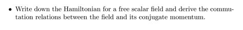 solved write down the hamiltonian for a free scalar field