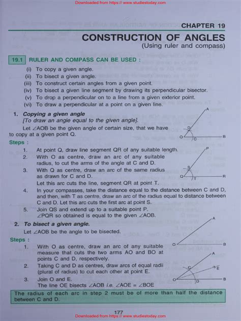 Icse Class 6 Maths Chapter 19 Construction Of Angles Pdf