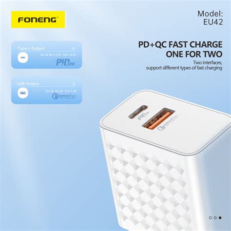 Adaptér Foneng Eu42 Gan Usb Type C Pd 20w 3a Bílý Promobily Cz
