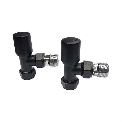 Black Angled Radiator Valves Manual Pair Diy At Bandq