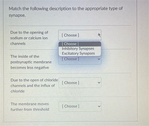 Solved Match The Following Description To The Appropriate Type Of
