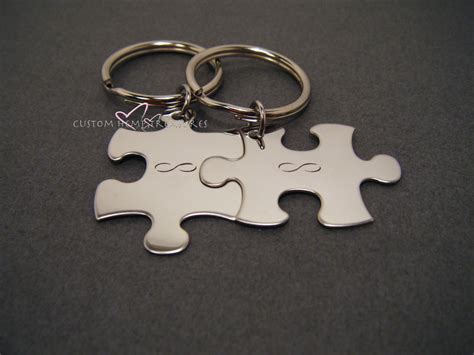 Infinity Puzzle Piece Keychain For Couples By Customhemptreasures