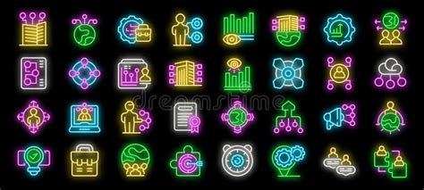 Business Company Structure Organization Management Hierarchy Neon Icon