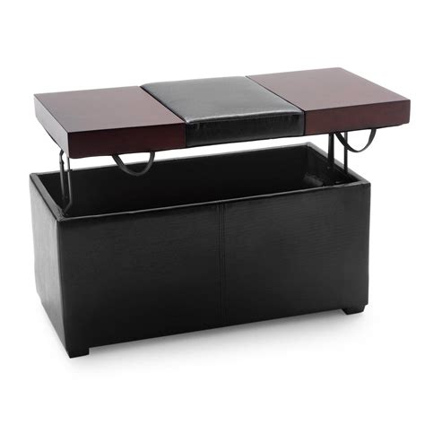 Belham Living Madison Leather Coffee Table Ottoman With Storage