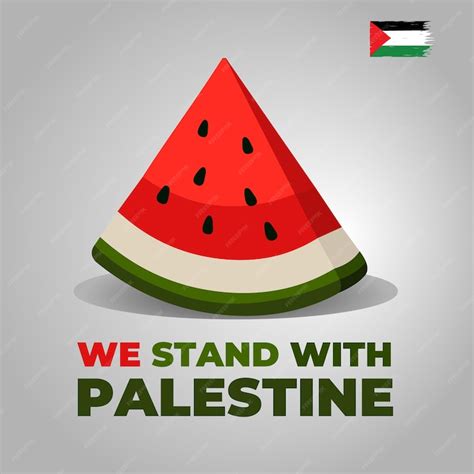 Premium Vector We Stand With Palestine With Watermelon Slice Vector
