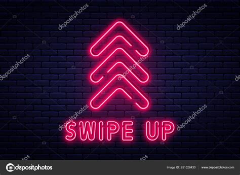 Swipe Up Button For Social Media Neon Style Arrow Button And Web Icon For Advertising And
