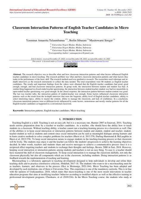 Pdf Classroom Interaction Patterns Of English Teacher Candidates In Micro Teaching