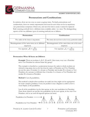 Fillable Online Permutation And Combination Definition Formulas