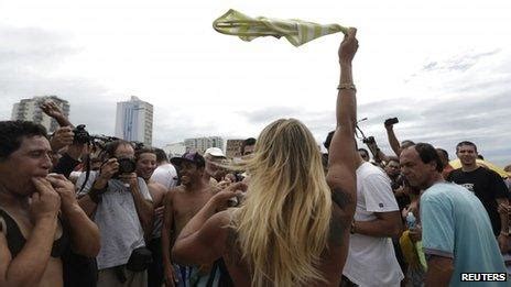 Brazil Few Women Attend Rio Topless Ban Protest BBC News
