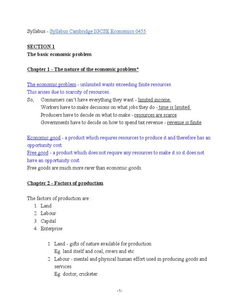 Cambridge Igcse Economics 0455 Complete Notes P Pdf Supply And Demand Microeconomics