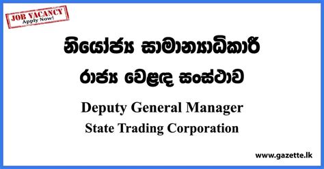 Deputy General Manager State Trading Corporation Vacancies 2023