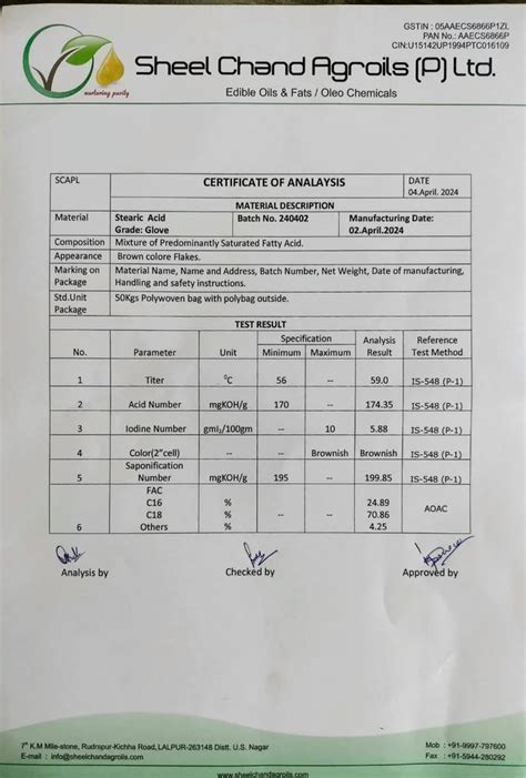 Stearic Acid Rubber Grade For Industrial Packaging Type 25 Kg Bag At