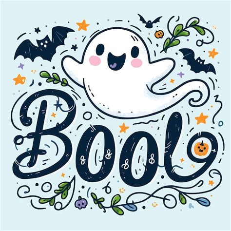 Premium Vector A Cartoon Illustration Of A Ghost With The Words Quot