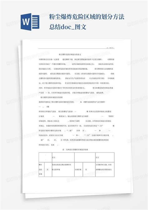 粉尘爆炸危险区域的划分方法总结 doc 图文Word模板下载 编号loawnjnv 熊猫办公