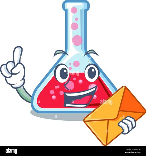 With Envelope Erlenmeyer Flask In The Character Shape Stock Vector