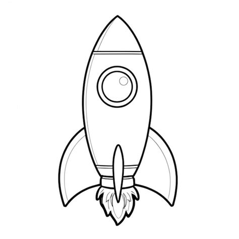 Rocket Line Art White Background Premium Ai Generated Image