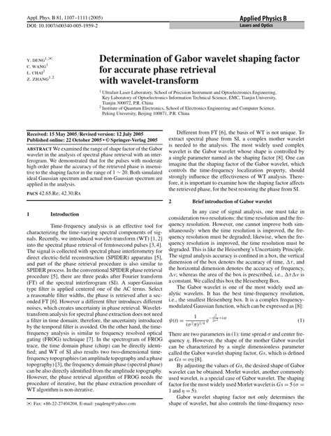 Pdf Determination Of Gabor Wavelet Shaping Factor For Accurate Phase Retrieval With Wavelet