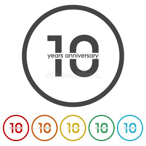 10 Years Anniversary Icon Set Icons In Color Circle Buttons Stock