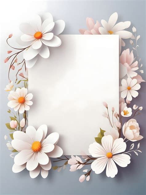 Invitatiofloraln Cardfloral Background With White Blank Invitation