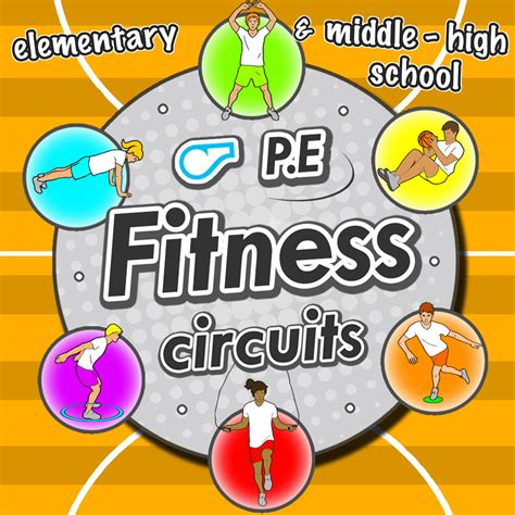 Fitness Circuit Station Cards 36 PE Activities For Elementary Middle Babe Circuit