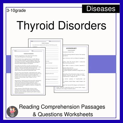 Thyroid Disorders Reading Comprehension Worksheet By Future Learners Store