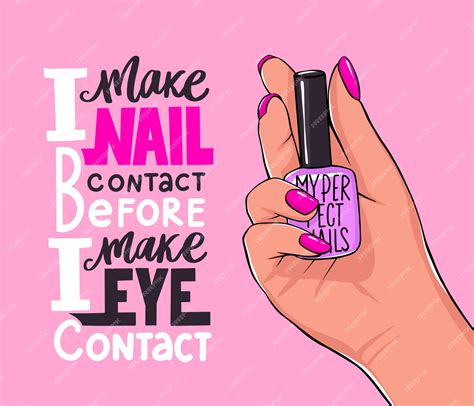 Premium Vector Female Hand Holds Nail Polish Bottle Handwritten