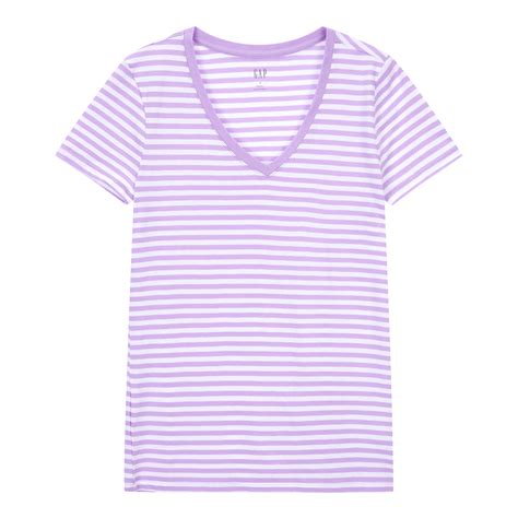 Gap Adults갭 ★갭 여성 21년 Spring★ 스트라이프 패턴 브이넥 티셔츠 Sivillage 에스아이빌리지