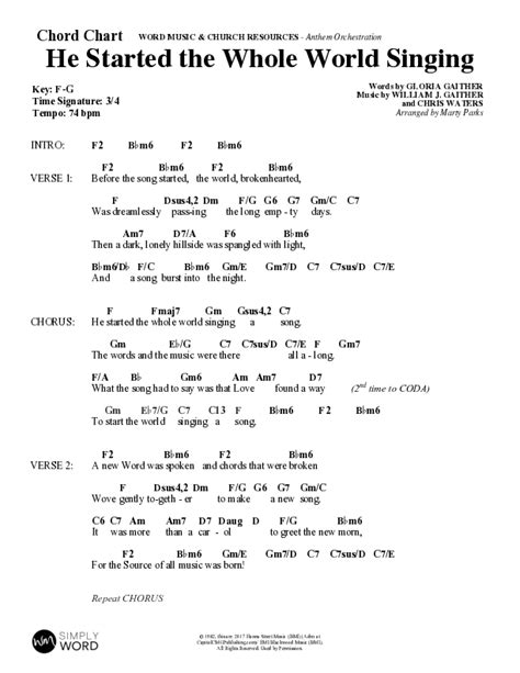 He Started The Whole World Singing Choral Anthem Satb Chords Pdf