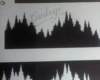 Treeline Stencil Etsy