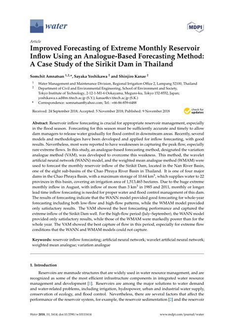 Pdf Improved Forecasting Of Extreme Monthly Reservoir Inflow Using An