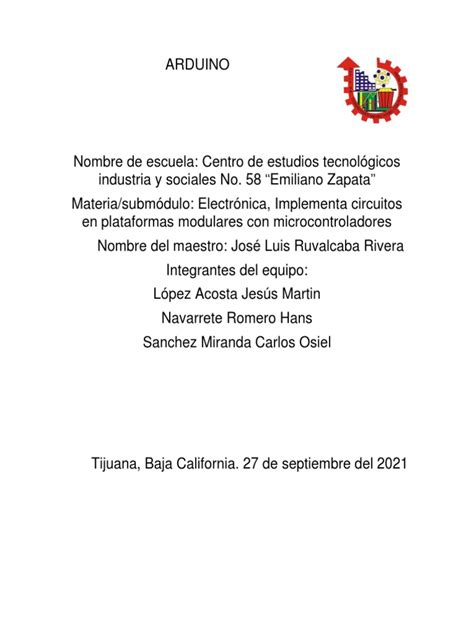 Tarea 1 Arduino Pdf Arduino Ingeniería De Software