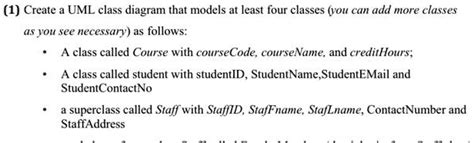 1 Create A Uml Class Diagram That Models At Least Four Classes You