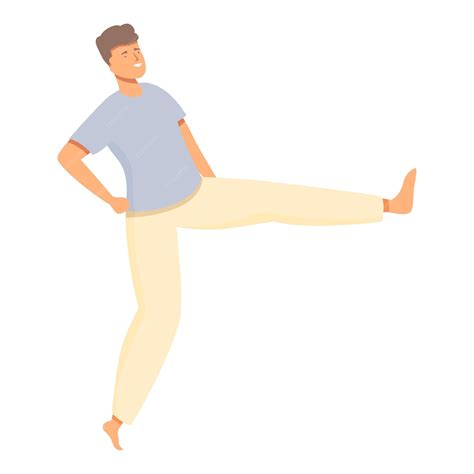 Entrenamiento Matutino De Capoeira Icono Vector De Dibujos Animados
