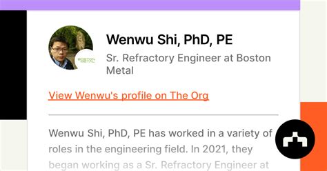 Wenwu Shi Phd Pe Sr Refractory Engineer At Boston Metal The Org